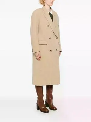 MARANT ETOILE Lexana Recycled Wool Blend Double-breasted Coat - Neutrals