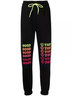 IRENEISGOOD Slogan Print Tracksuit Bottoms - Black