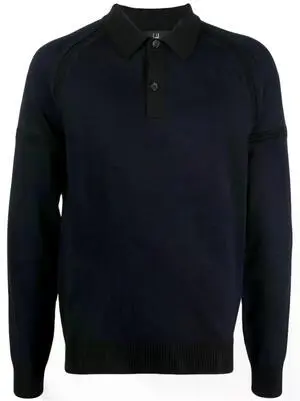 Dunhill Long Raglan-sleeve Wool Polo Shirt - Blue