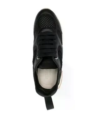 FERRAGAMO Panelled Leather And Mesh Sneakers