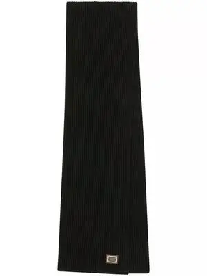 Dolce & Gabbana Logo-tag Cashmere Scarf - Black