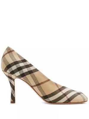Burberry 85mm Check Baby Pumps - Neutrals
