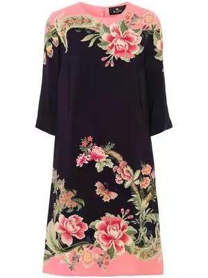 Etro Floral-print Silk Midi Dress - Blue