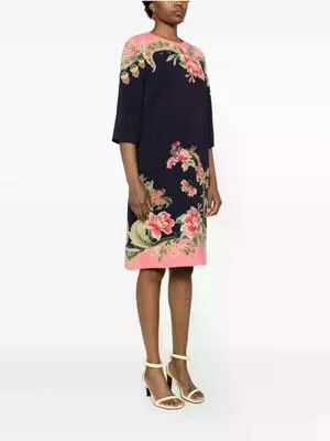 Etro Floral Print Silk Midi Dress