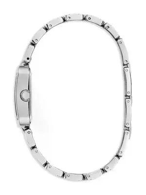 Guess Rectangular Stainless Steel Watch With Crystal-embellished Bezel - Silver