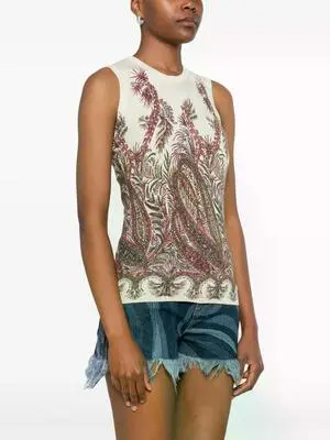 Etro Paisley-print Sleeveless Crewneck Top