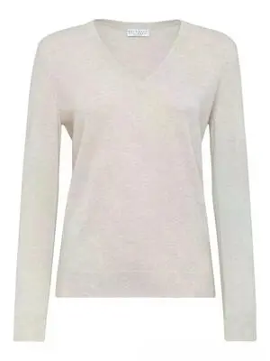 Brunello Cucinelli V-neck Cashmere Jumper - Neutrals