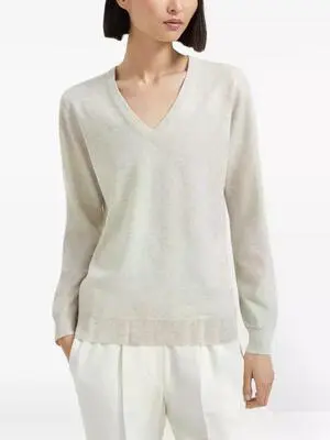 Brunello Cucinelli V-neck Cashmere Jumper - Neutrals