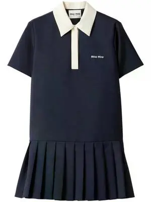 Miu Miu Polo-collar Pleated Dress