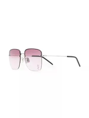 Saint Laurent Square Frame Sunglasses - Silver