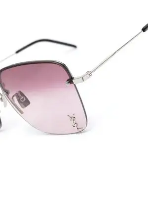 Saint Laurent Square Frame Sunglasses - Silver
