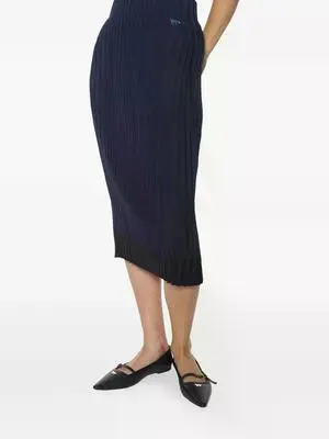Maison Kitsuné Baby Fox-patch Ribbed Midi Skirt - Blue