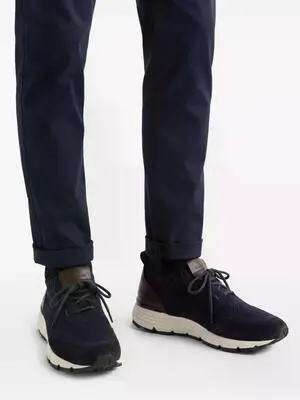 SCAROSSO Suede And Knitted Upper Trainers - Blue