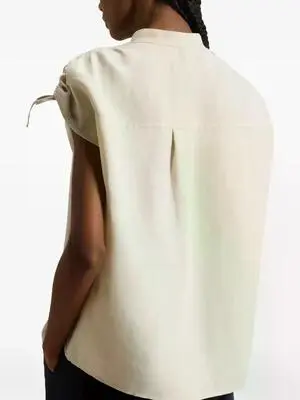 Woolrich Sleeveless Button-up Blouse With Drawstring Sleeves