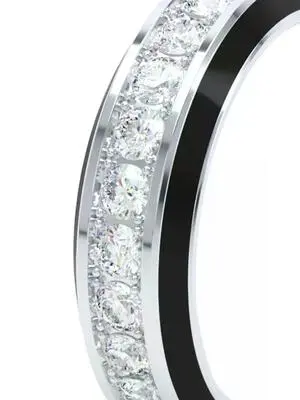 LOEV 18k Recycled White Gold Pave-set Diamond And Black Enamel Eternity Ring