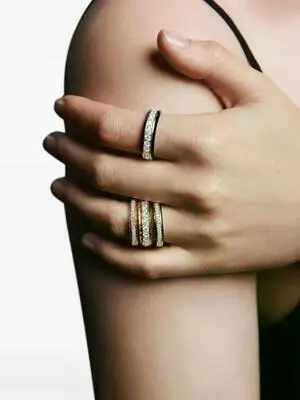 LOEV 18k Recycled White Gold Pave-set Diamond And Black Enamel Eternity Ring