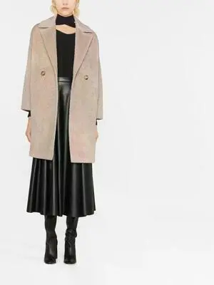 BLANCA VITA Tuia Textured Double-breasted Coat - Neutrals