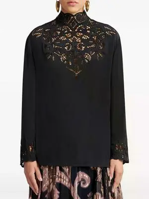 Etro Silk Crepe De Chine Broderie Anglaise Blouse