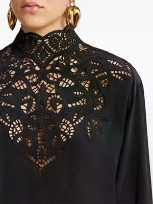 Etro Silk Crepe De Chine Broderie Anglaise Blouse