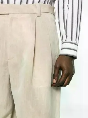 Jacquemus Beige Linen-wool Blend Tapered Trousers