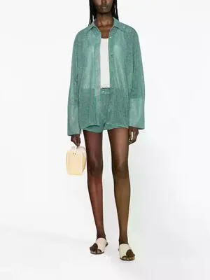 Oseree Lumiere Lurex Shorts - Green