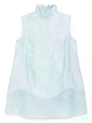 Shiatzy Chen Mandarin-collar Jacquard Vest Jacket - Blue