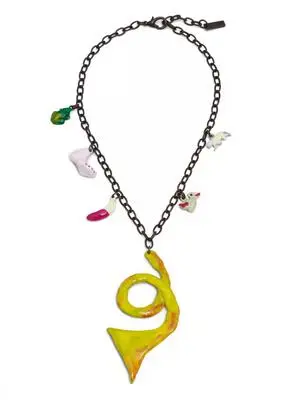 Marni Embellished Charm Necklace - Silver