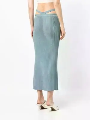 Simkhai Ribbed Midi Skirt With Cut-out Detail