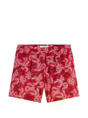 LANVIN Leaf-print Swim Shorts - Red