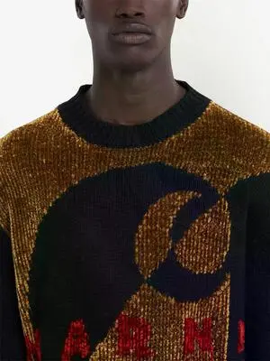 Marni Velvet-effect Logo Knit Jumper