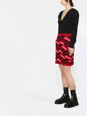 Versace Geometric Intarsia Knitted Skirt