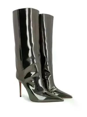 Amina Muaddi 95mm Fiona Boots - Silver