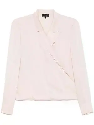 Theory Wrap Blouse With Peak Lapel - Pink