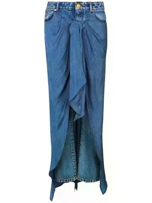 Balmain Draped Denim Skirt