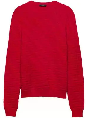 Prada Crew Neck Wool-cashmere Blend Sweater - Red