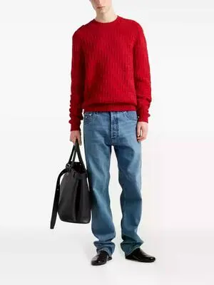 Prada Crew Neck Wool-cashmere Blend Sweater