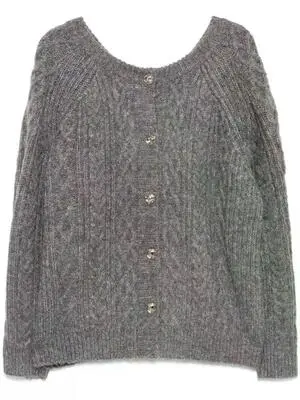 TOUT A COUP Cable Knit Cardigan - Grey