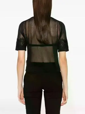 ERMANNO FIRENZE Sheer Crew Neck T-shirt With Short Sleeves