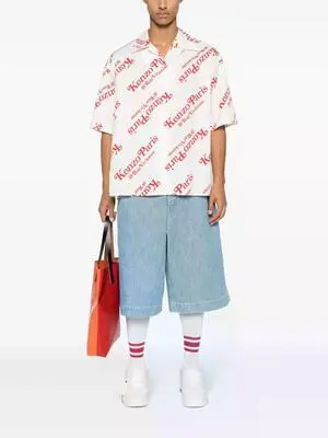 Kenzo Pleated Detail Denim Shorts