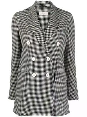 CIRCOLO 1901 Check-print Double-breasted Blazer - Black