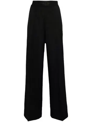 STOCKHOLM SURFBOARD CLUB Recycled Polyester Wide Leg Trousers With Logo Waistband - Black