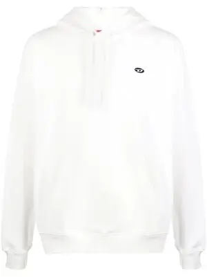 DIESEL® Cotton Hoodie With Embroidered Logo - White