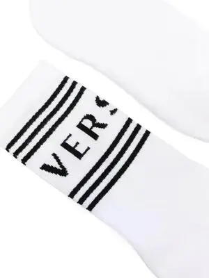 Versace Ribbed Logo Ankle Socks - White