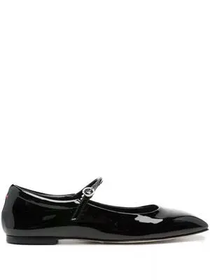 AeydĒ Uma Patent Leather Ballerina Shoes With Buckle Fastening - Black