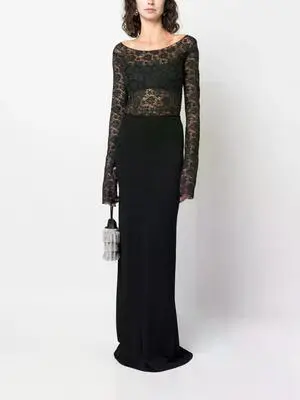 ROTATE BY BIRGER CHRISTENSEN Floral Lace Boat Neck Top