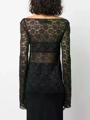 ROTATE BY BIRGER CHRISTENSEN Floral Lace Boat Neck Top