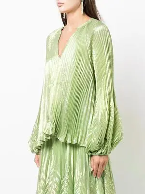 Simkhai Silk-blend V-neck Pleated Top