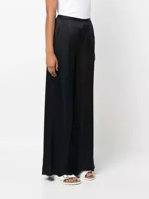 FORTE_FORTE Satin Finish Wide-leg Trousers - Blue