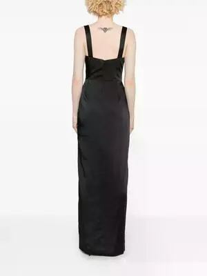 Marchesa Satin Bustier Gown With Side Slit