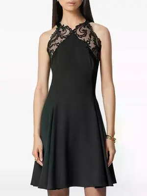 Versace Barocco Lace Trim Halterneck Mini Dress